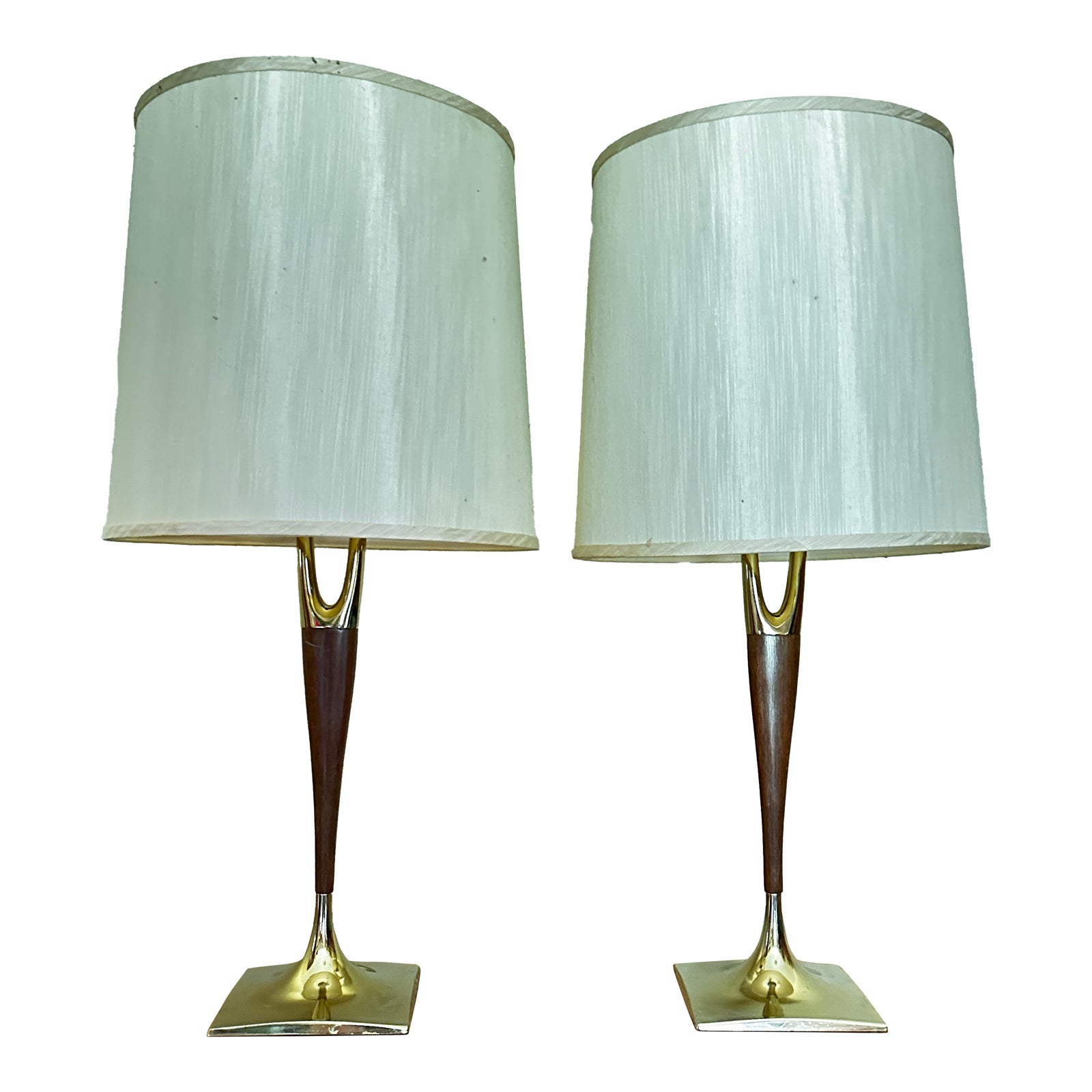 Gerald Thurston for Laurel Lamp Wishbone Table Lamps With Shades - A ...