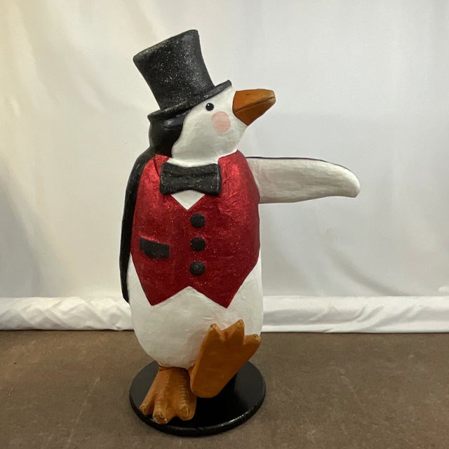 1980s Vintage 3-Foot Penguin Butler Paper Mache’ Christmas Figurine ...