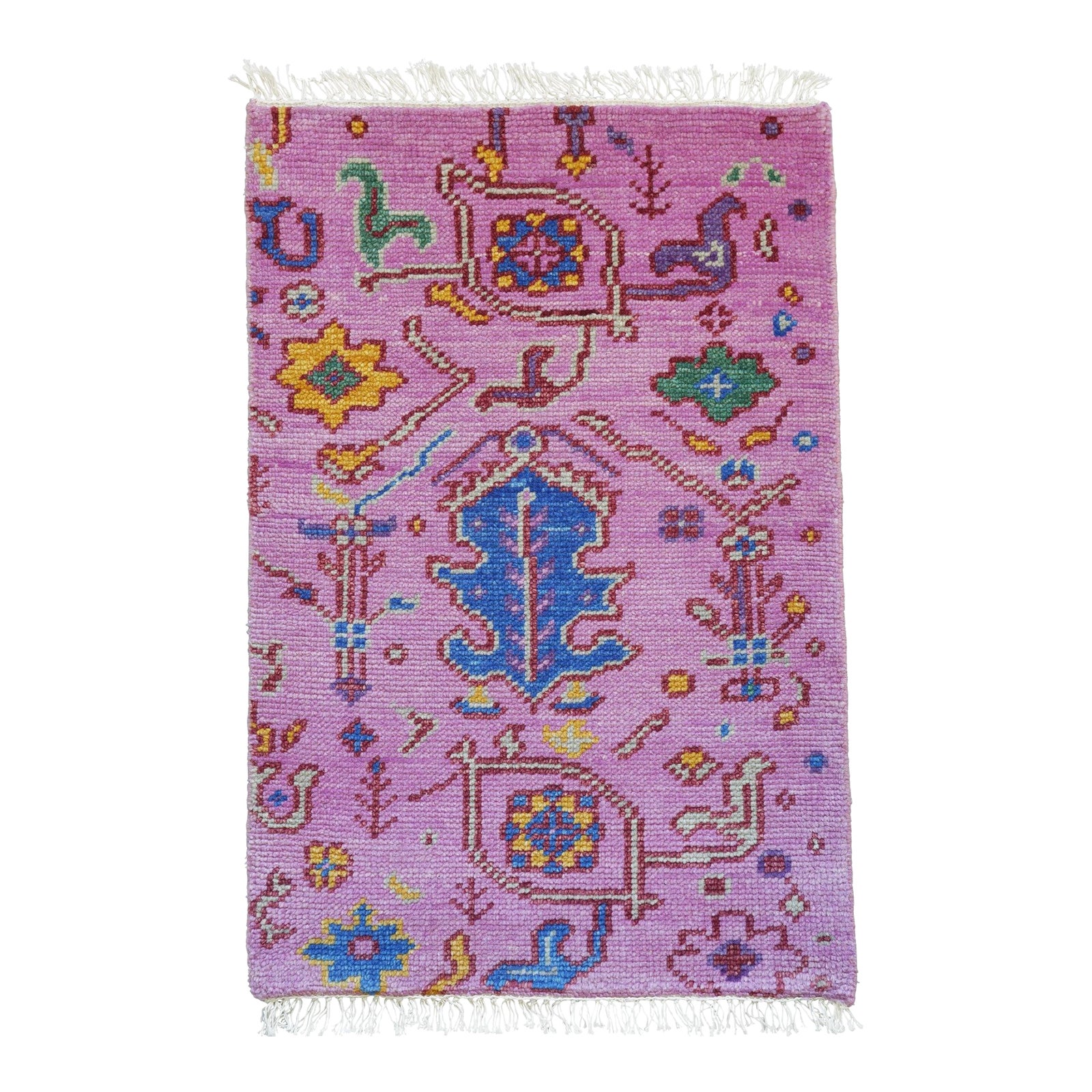 Hand-Knotted Oushaks Inspired Hackney in Lavender - 3 X 5 | Chairish