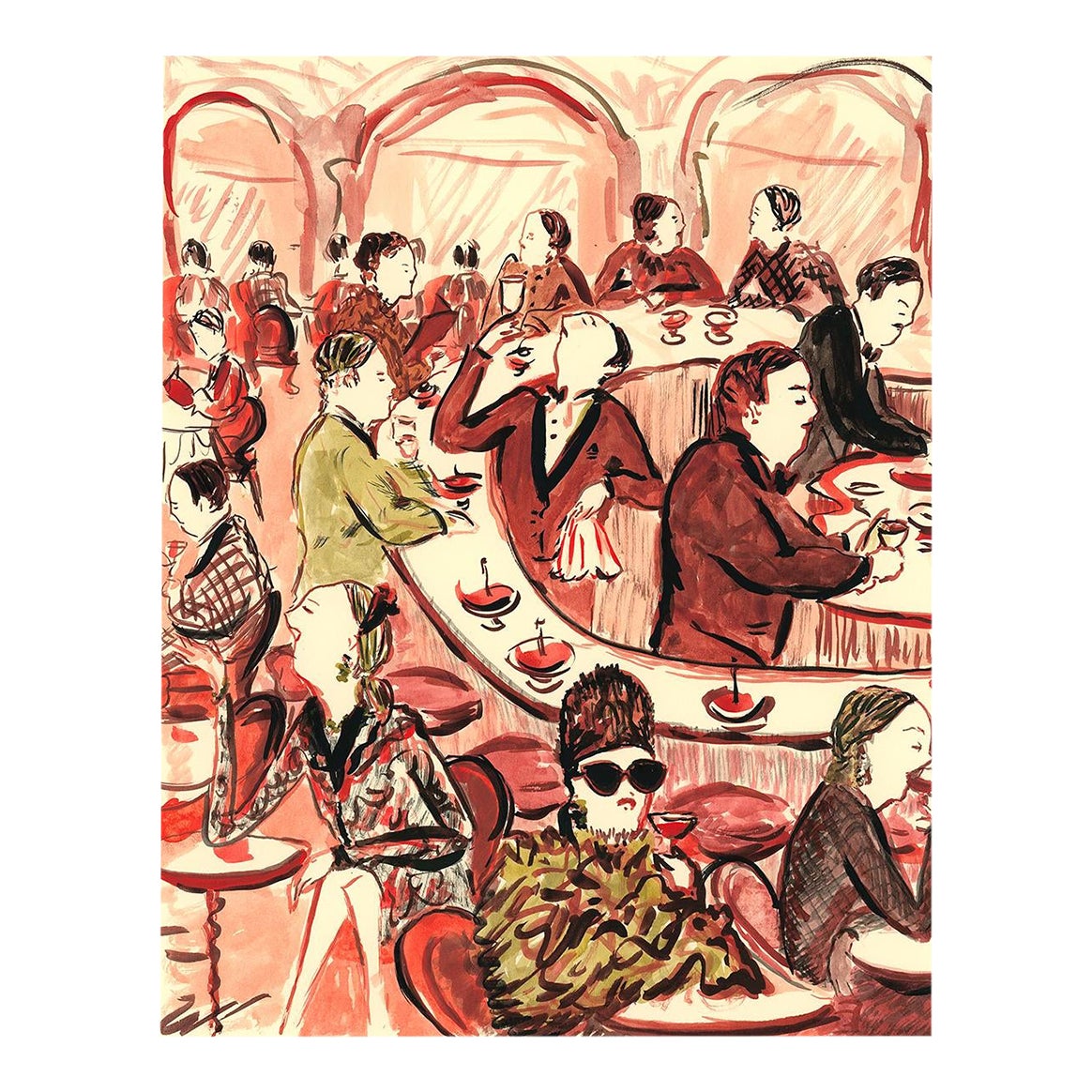 Bar Scene Original Figurative Contemporary Watercolor by Pauline De ...