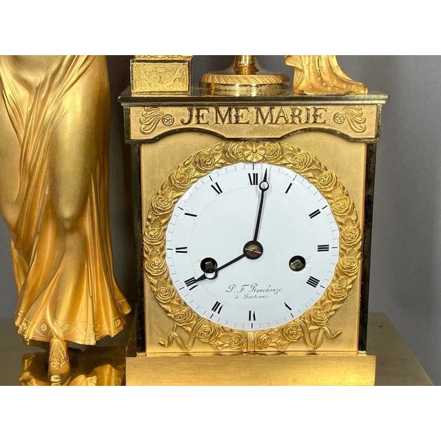 19th Century Gilt Bronze French Empire Table/Chimney Clock | Chairish