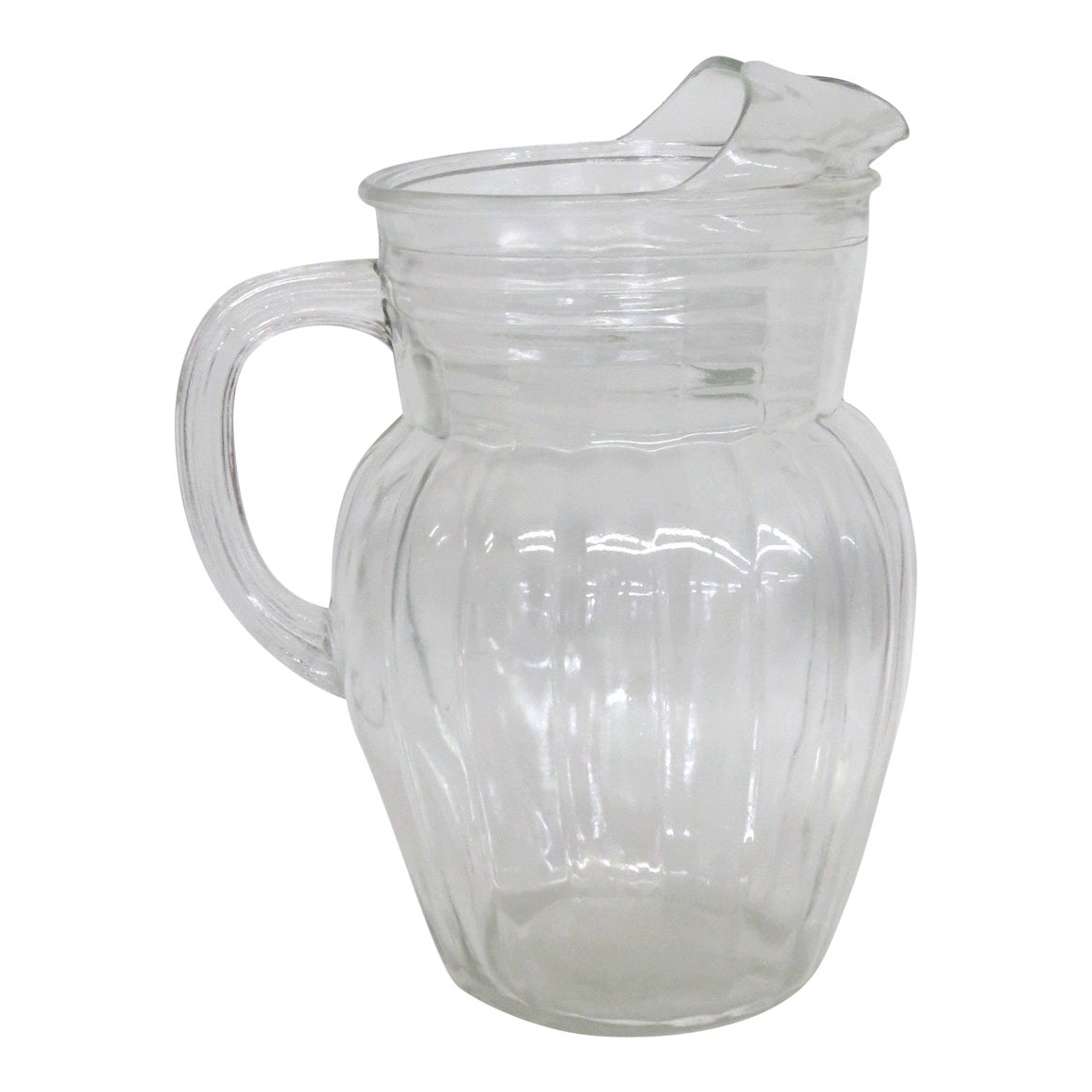 Anchor Hocking Depression Glass Pillar Optic Water Pitcher With Ice Lip ...