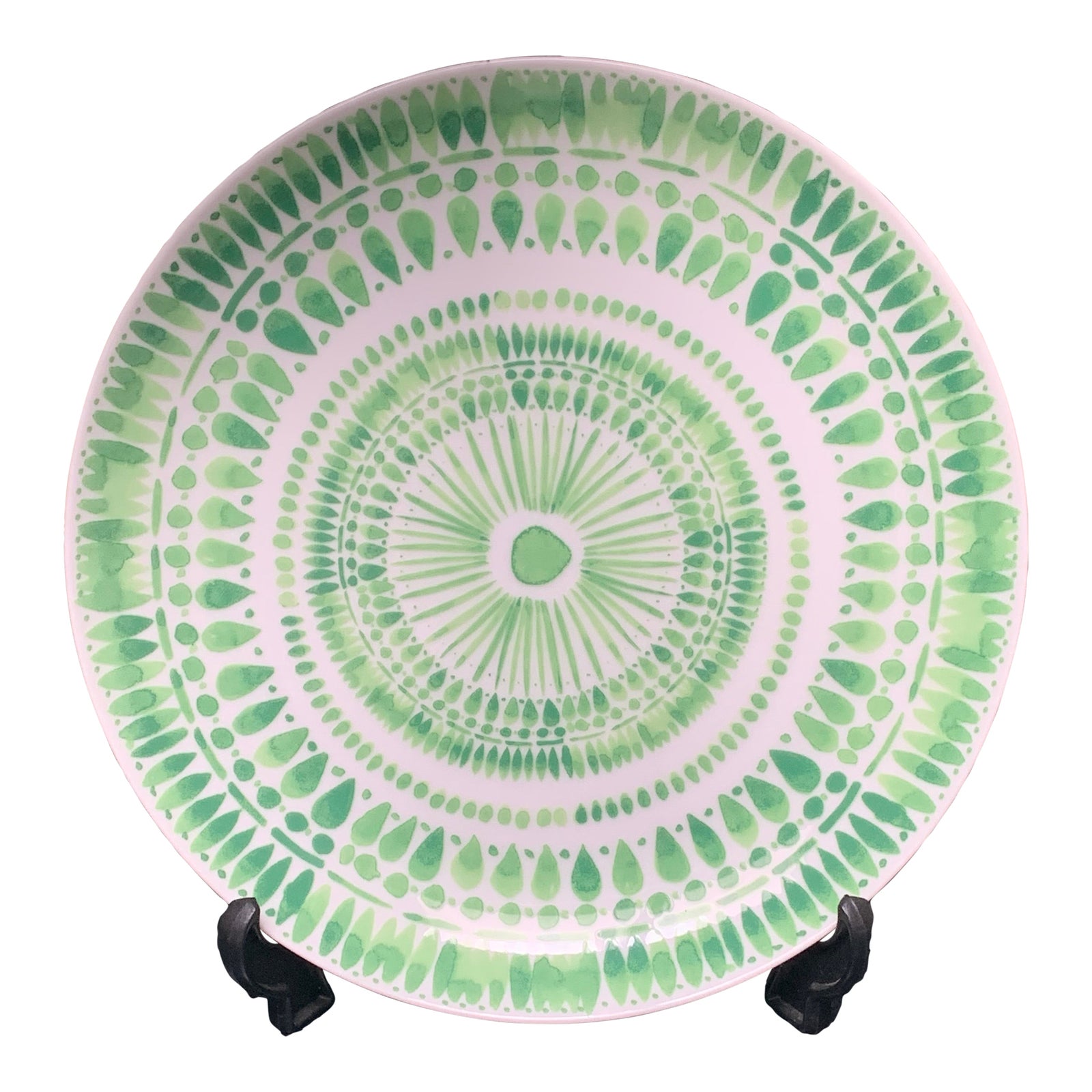 Vintage Japanese Green & White Decorative Plate | Chairish