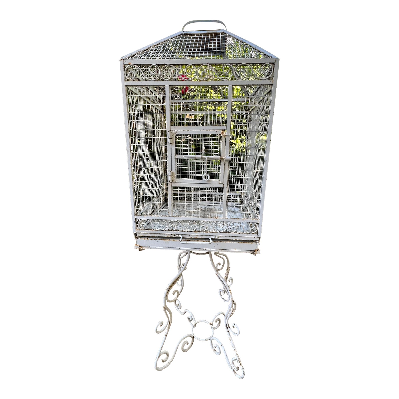 Vintage French Metal Bird Cage | Chairish