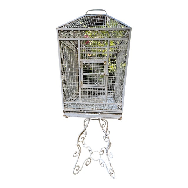 Vintage French Metal Bird Cage | Chairish