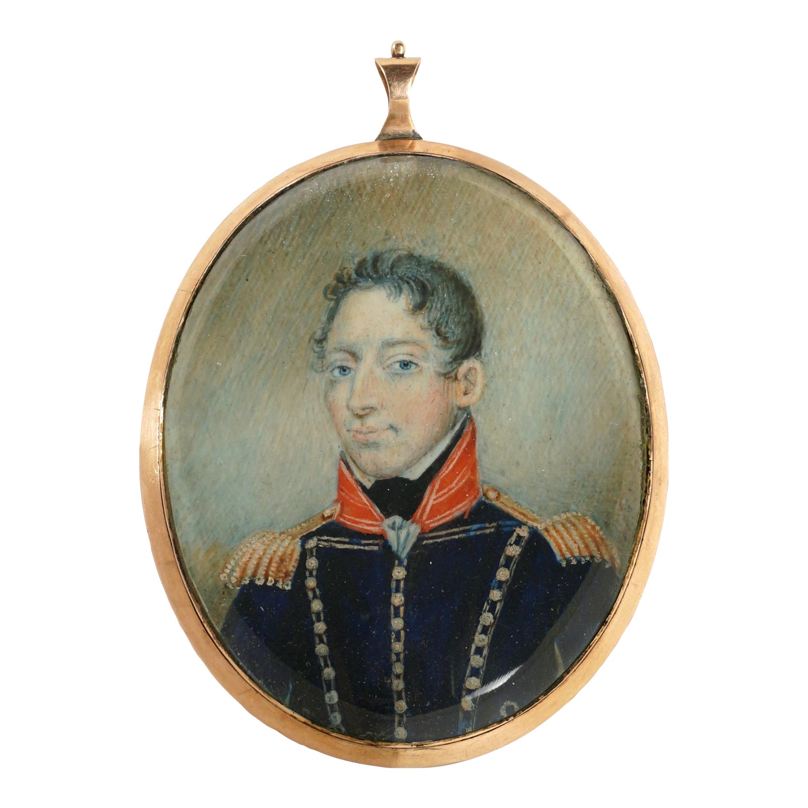 Antique Miniature Portrait Military Officer Uniform 14k Gold Frame ...