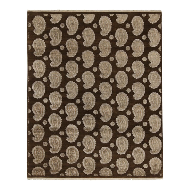 Rug & Kilim’s Classic Style Rug in Brown With Ivory Paisley Patterns ...