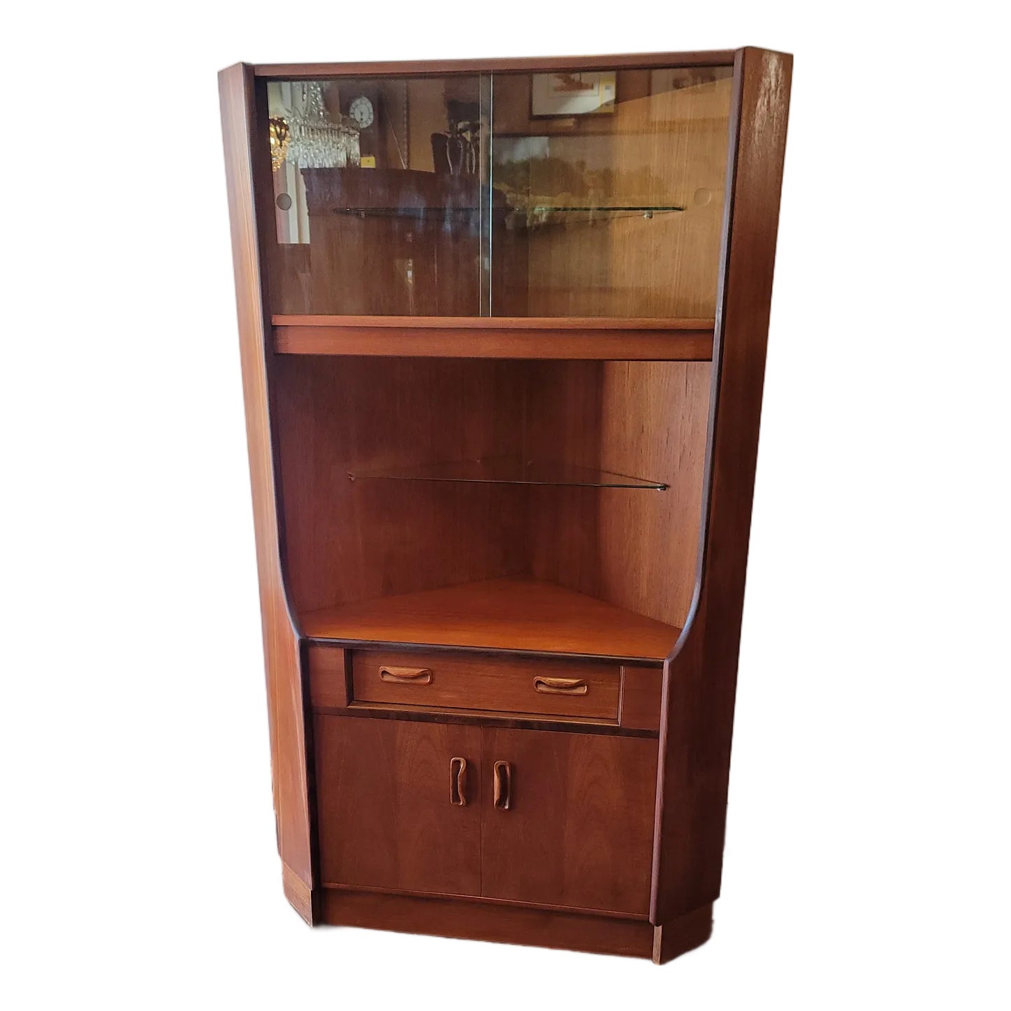 Mid- Century Danish Modern G-Plan Corner Cabinet Teak Large | Chairish