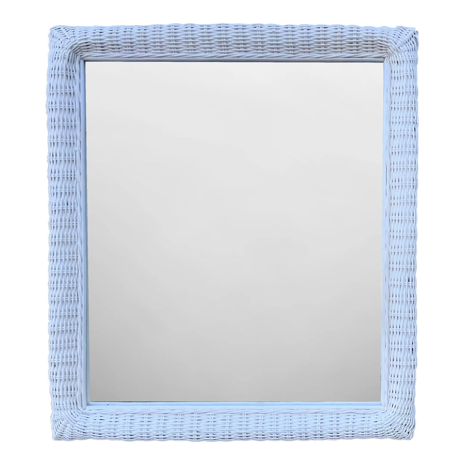 Large Vintage White Wicker Mirror | Chairish