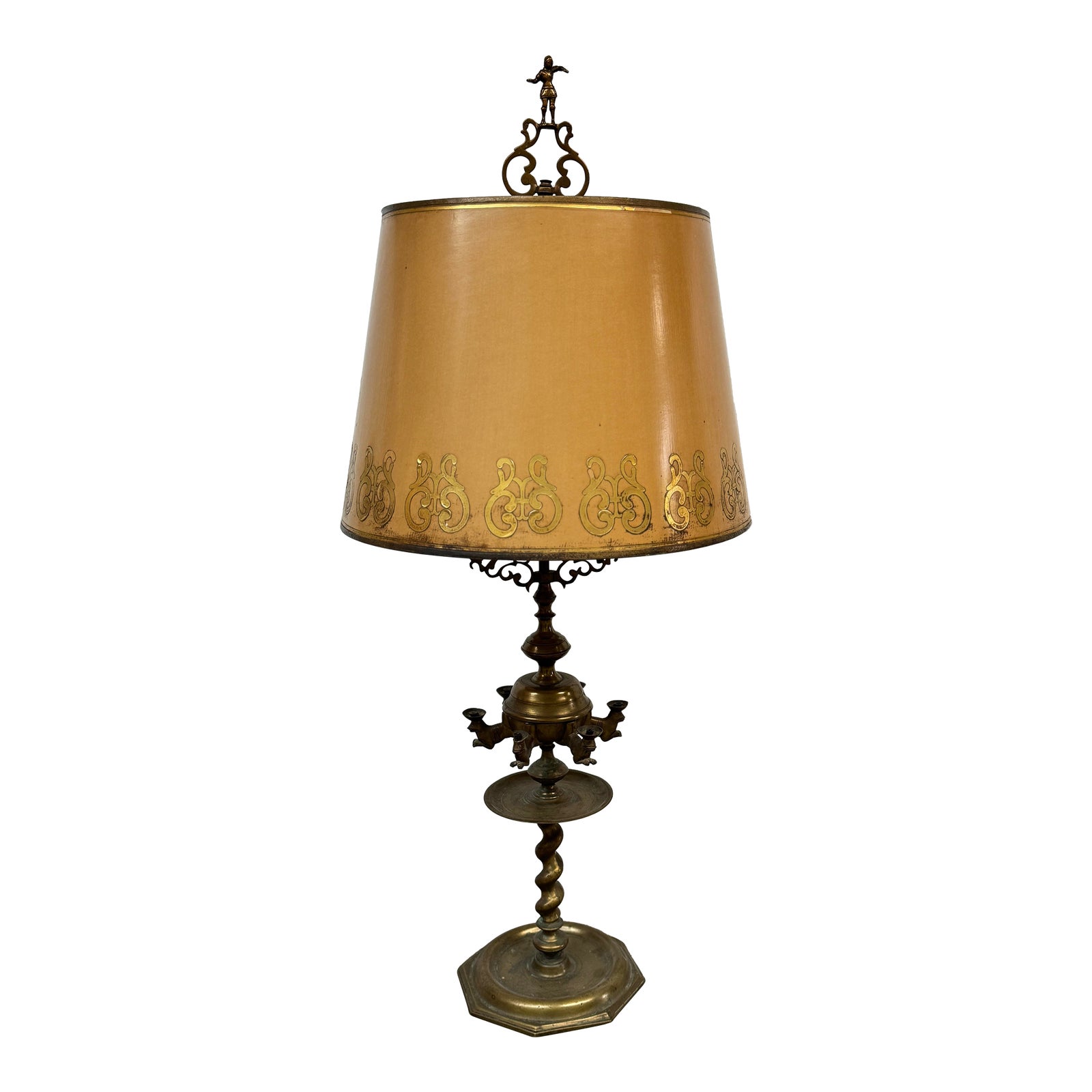 19th Century Spanish Arab Islamic Style Brass Oil Lamp With Key Finial ...