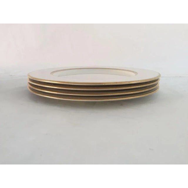 Ivory & Gold Rim Dinner Plates - Set of 4 | Chairish