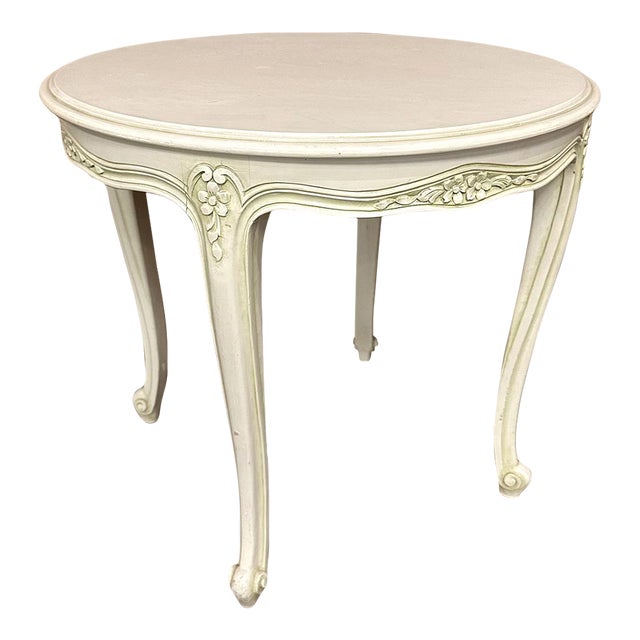 French Louis XV Painted Round End Table | Chairish