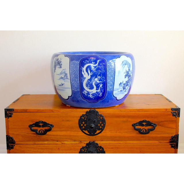 19th Century Japanese Blue & White Phoenix and Dragons Porcelain ...
