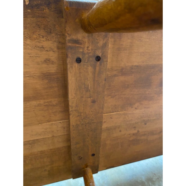 Vintage Windsor Style Farmhouse Pine Wood Long Entry Hall Bench | Chairish