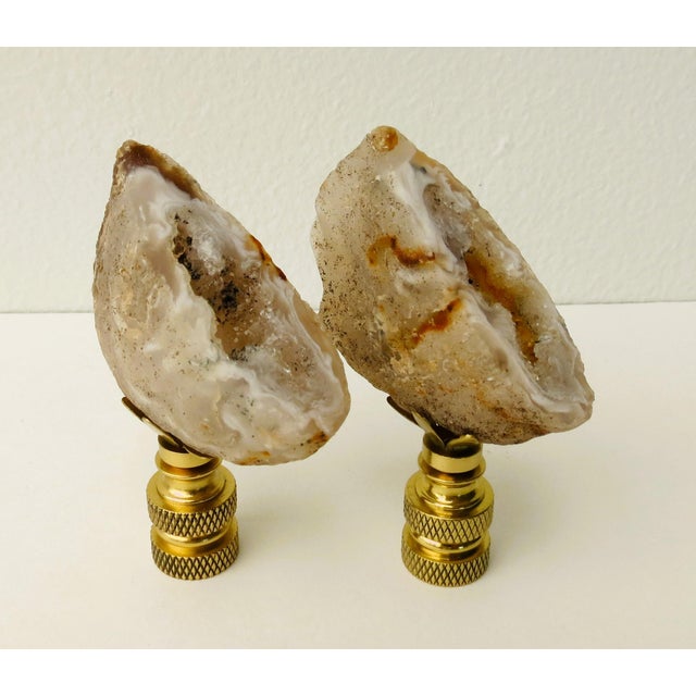 Large Gold, White, Copper Organic Modern Polished Geode Lamp Finials a ...