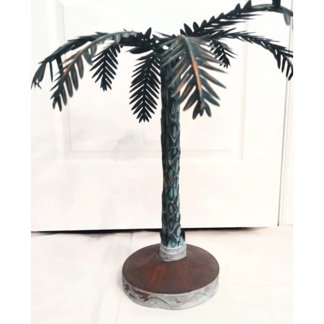 Vintage Large Metal Tole Decorative Palm Tree Statue Figure Room Decor ...