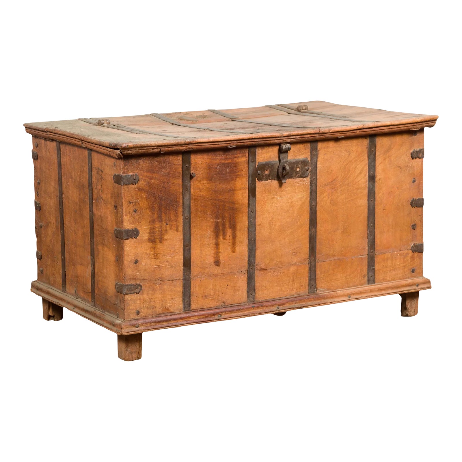 19th Century Antique Light Brown Storage Chest with Internal ...