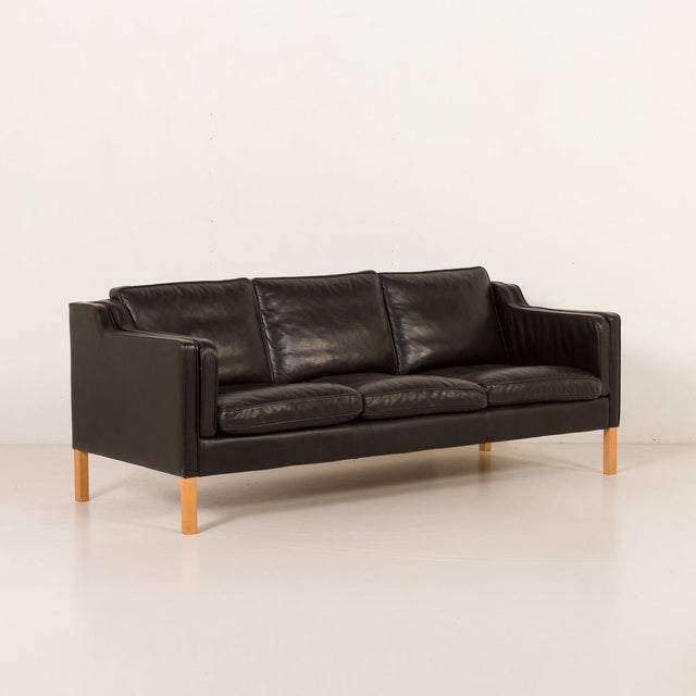 Black Leather Sofa from Stouby, Denmark, 1970s | Chairish