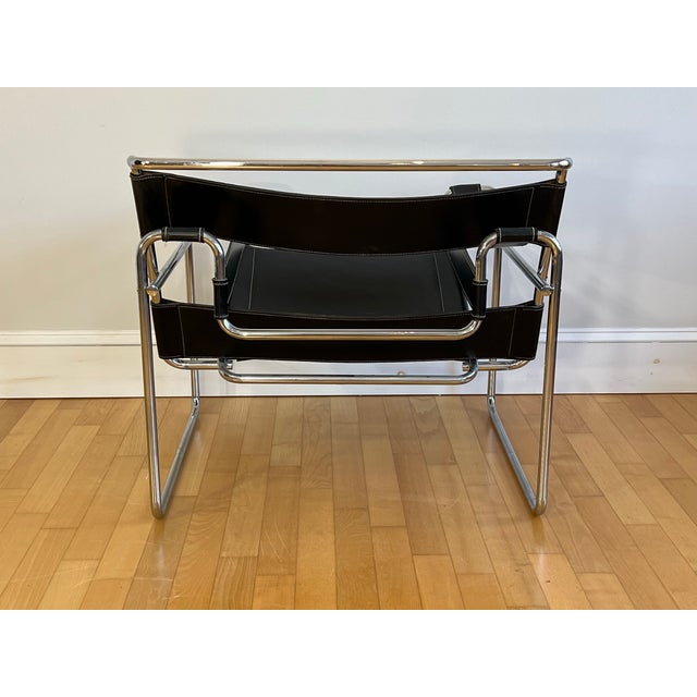 Wassily Chair Model B3 in Black Leather by Marcel Breuer, Italy, 1925 ...