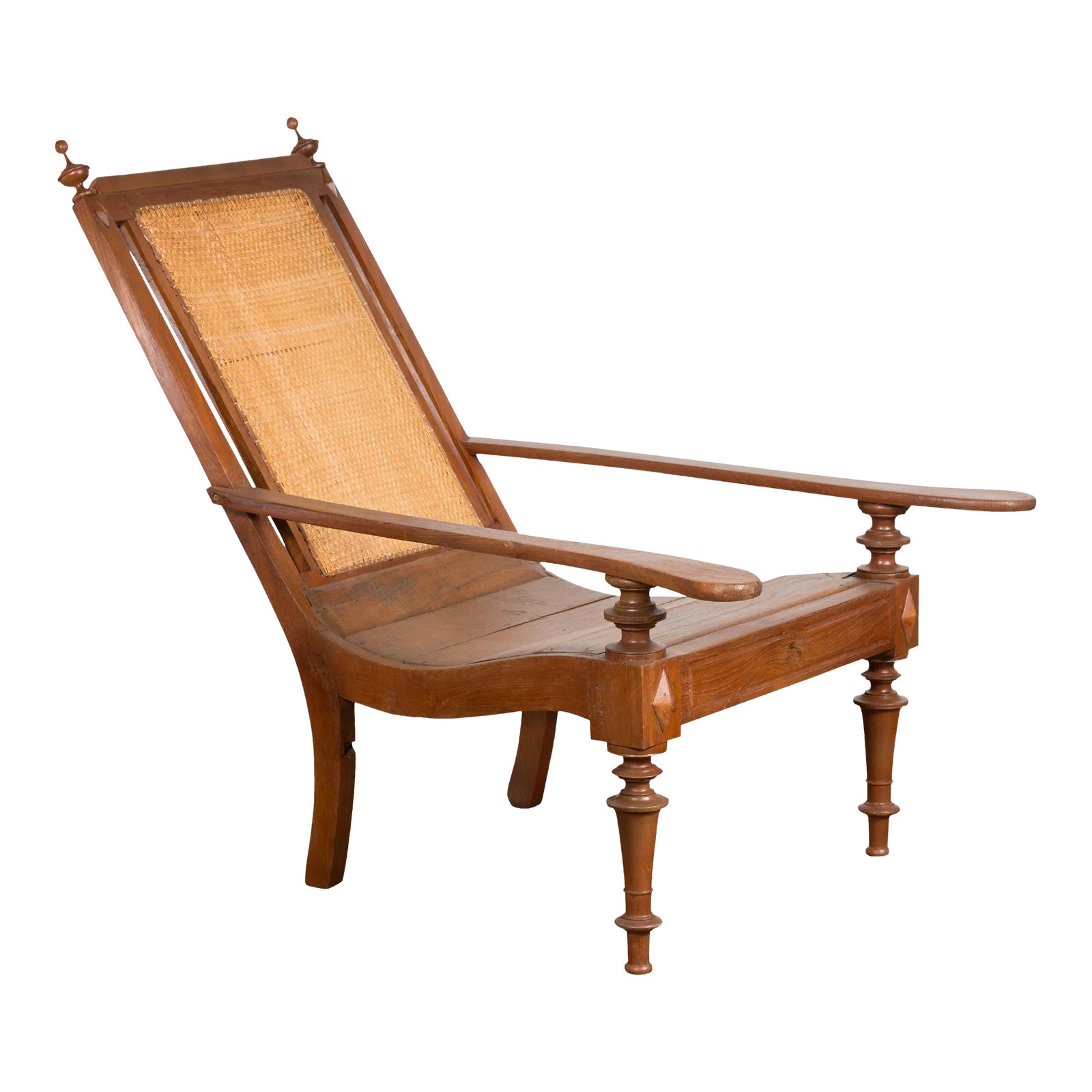 Early 20th Century Dutch Colonial Wood & Rattan Lounge Chair with ...
