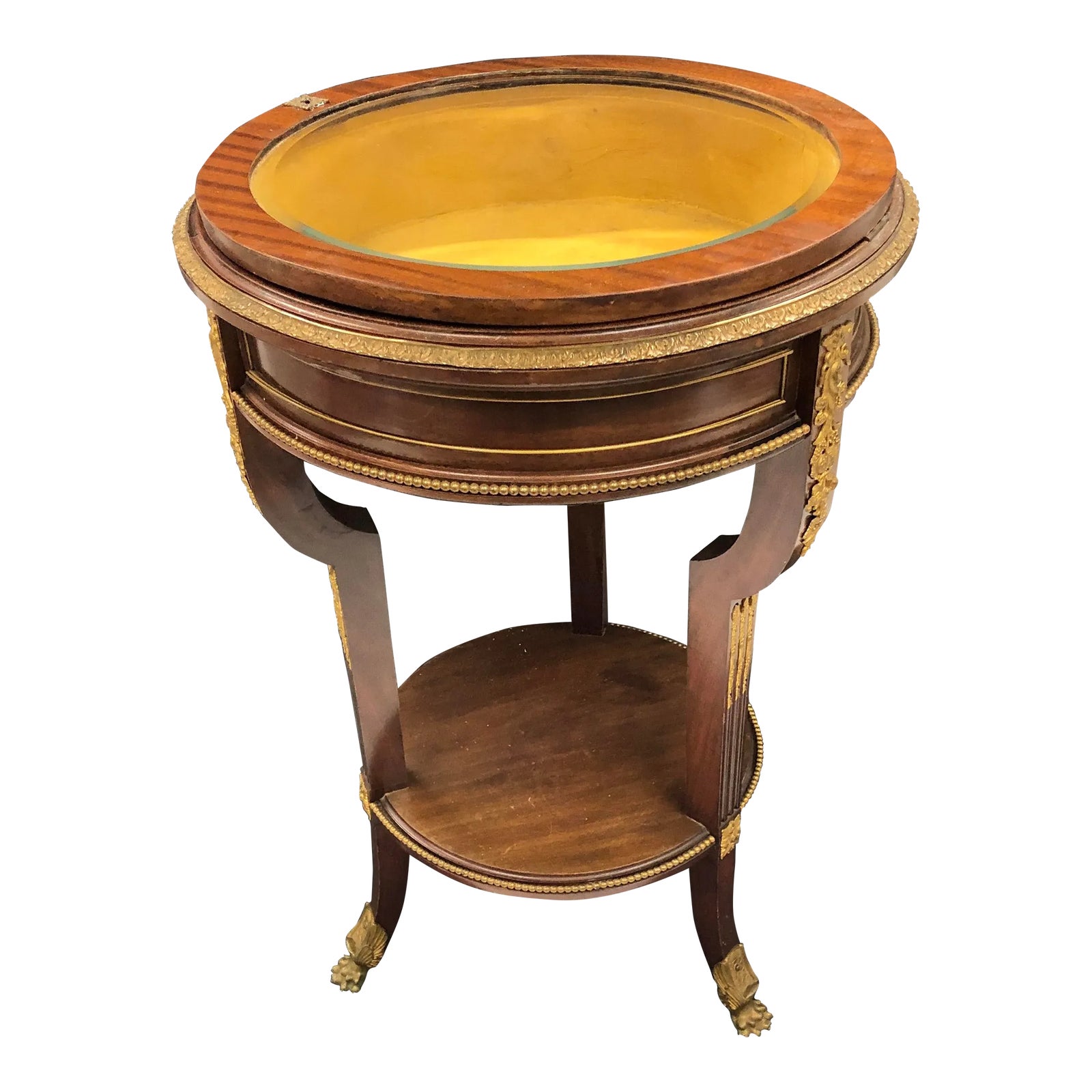 Late 20th Century French Empire Round Vitrine W/ Bronze Mounts | Chairish