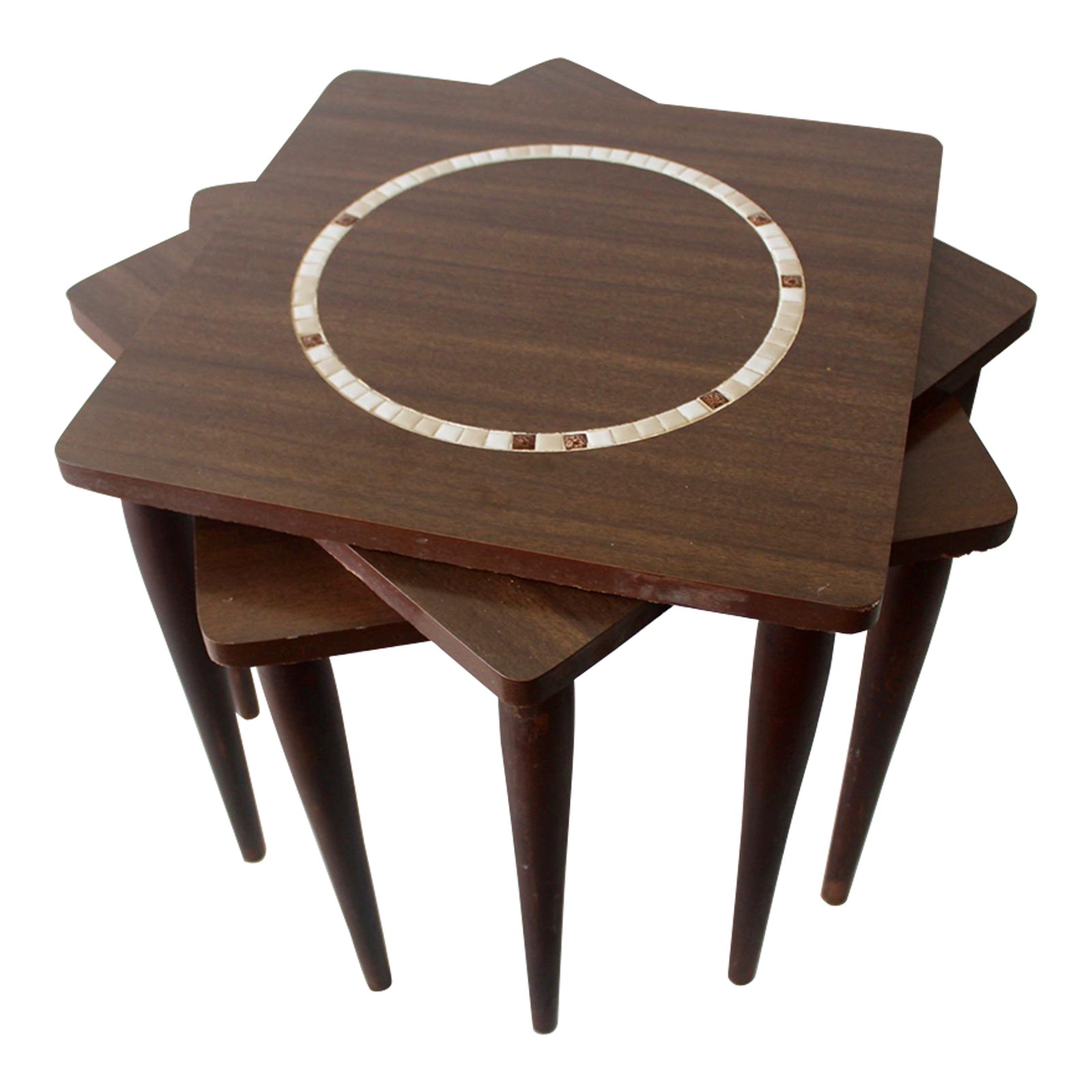 1960s Mid Century Square Laminated Stacking Side Tables Ceramic Tile ...