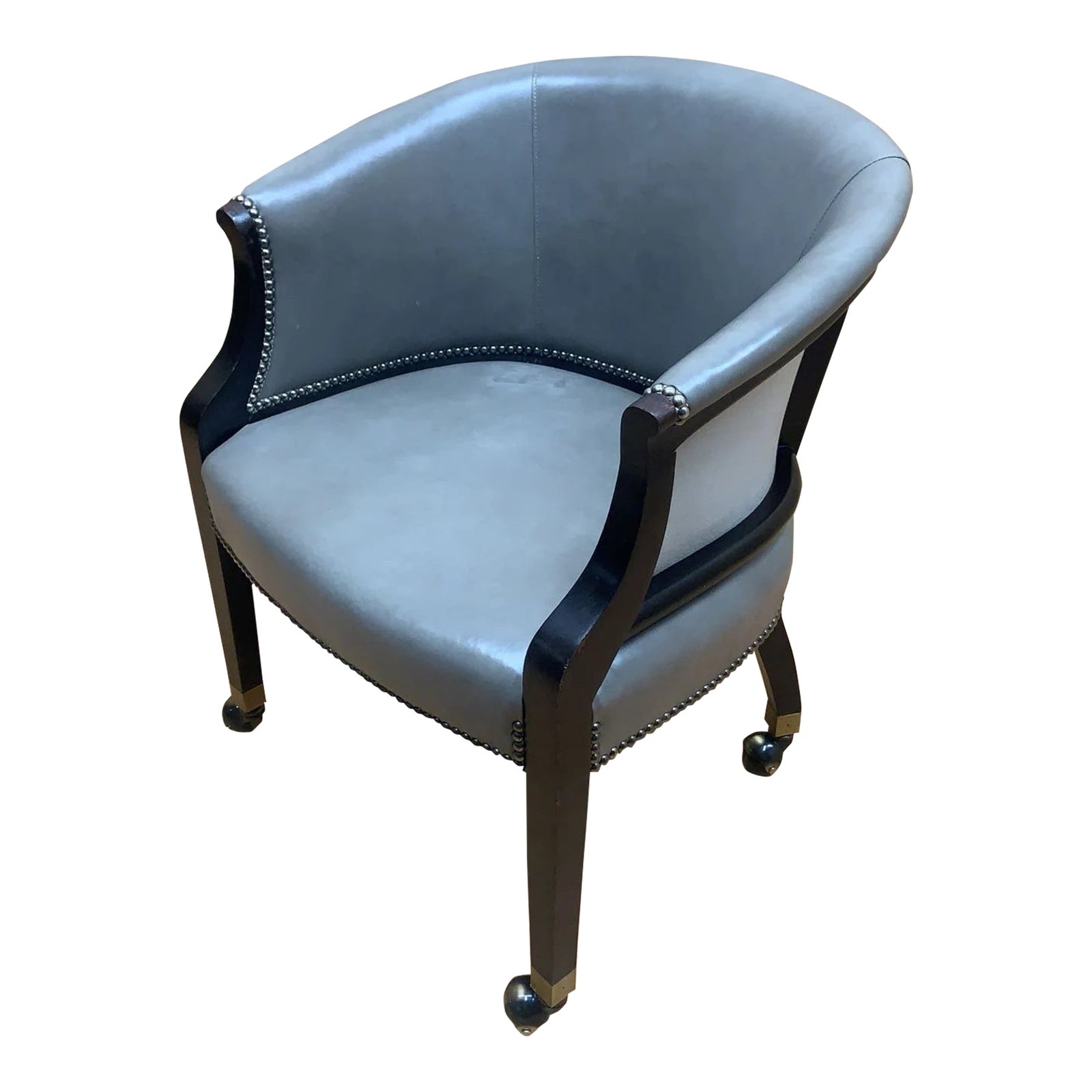 Vintage Castered Barrel Back Side-Chair With Grey Ebonized Frame ...