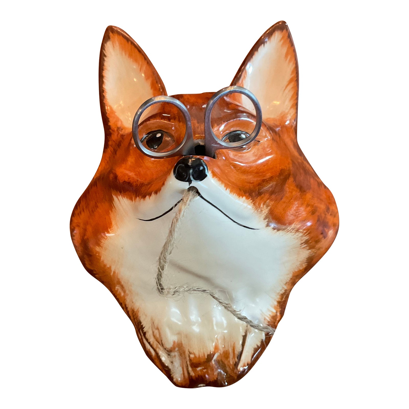 1940s Babbacombe Pottery Fox String and Scissor Holder | Chairish