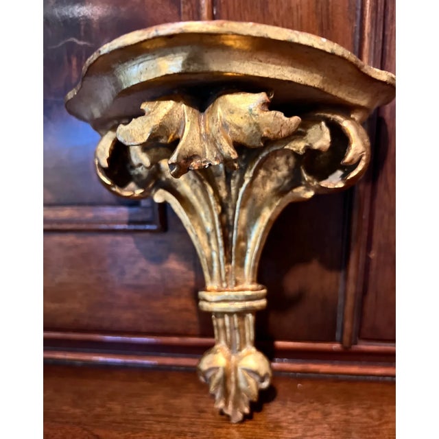 1940's Italian Florentine Gilt Wood Wall Shelves/ Brackets Petite Size ...