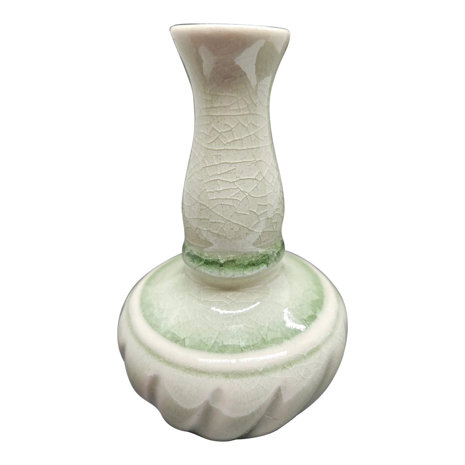 Vintage Thai Celadon Crazed Signed Stamped Jar Vase 5" Figurine Pottery ...