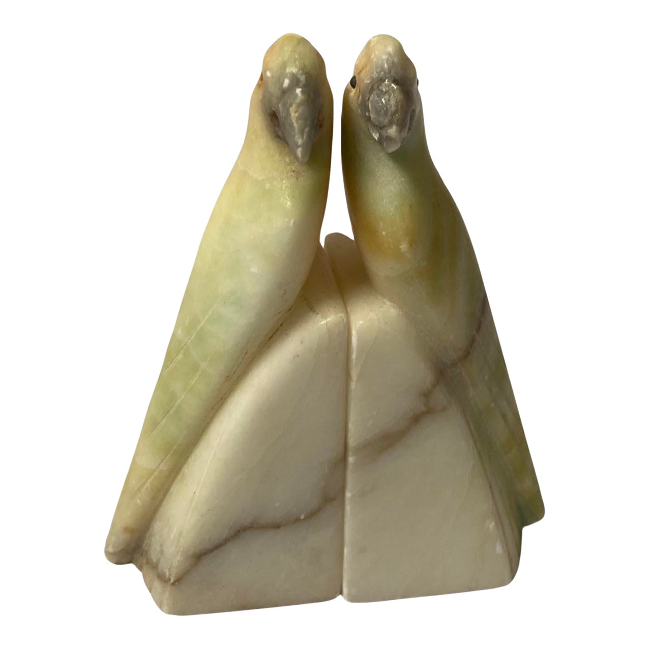 Vintage Pair of Parrot Alabaster Bookends, Italy 1960 | Chairish