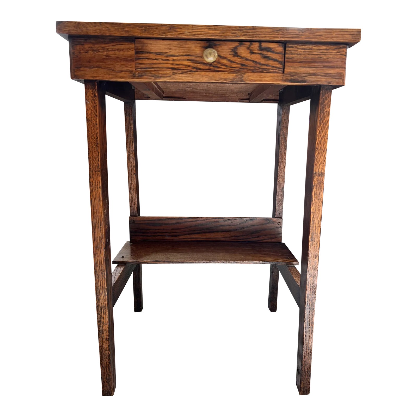 Vintage Oak Mission Table Stand | Chairish