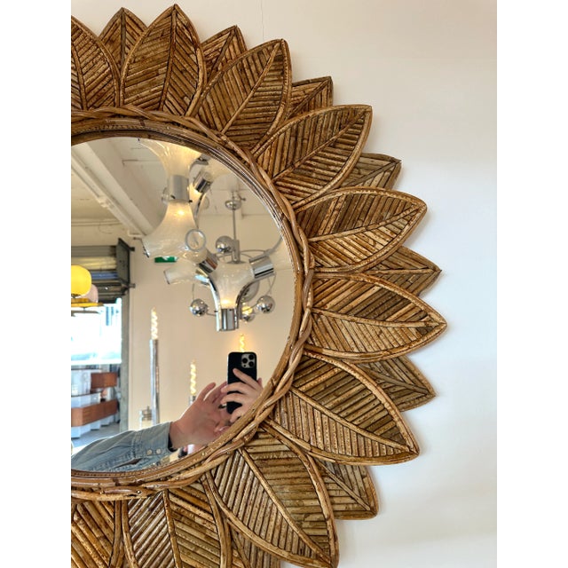 Rattan Sunflower Mirror by Vivai Del Sud. Italy, 1970s | Chairish