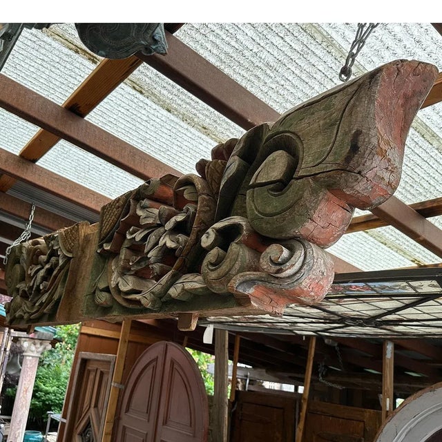 Large Chinese Shanxi Province Painted Poplar Architectural Cross ...