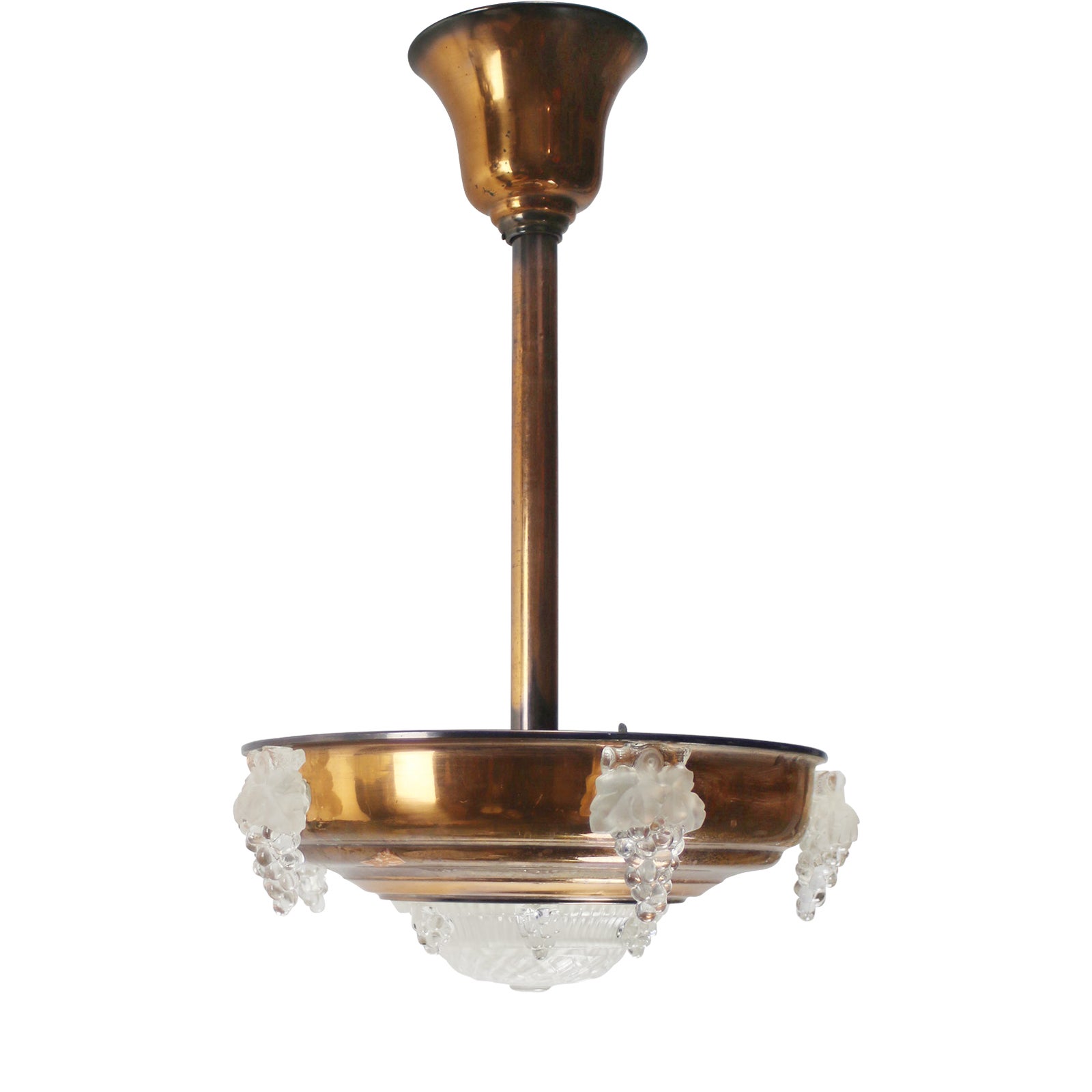 French Art Deco Brass Pendant Light | Chairish