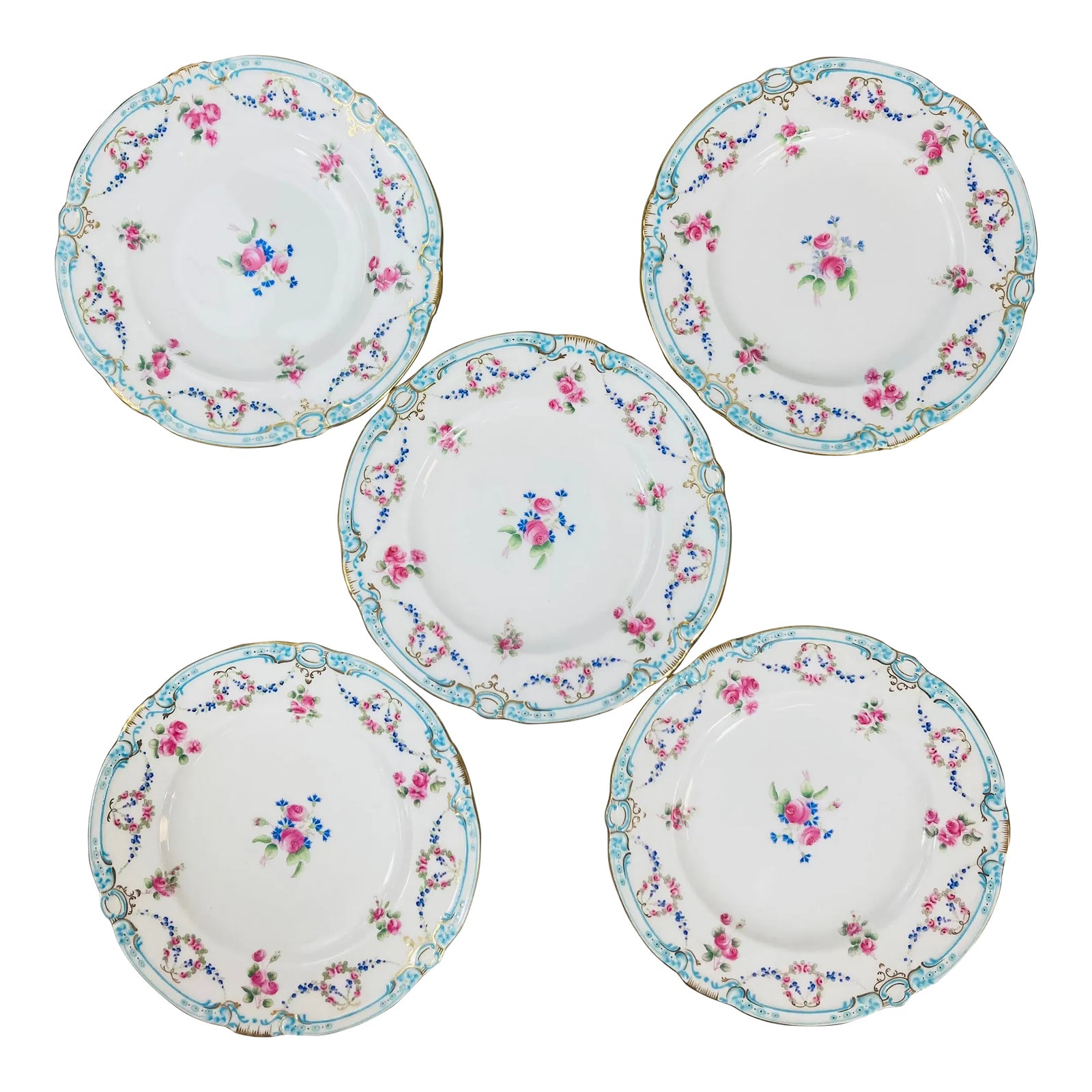 Antique Mintons Gilman Collamore Plates, Set of Five | Chairish