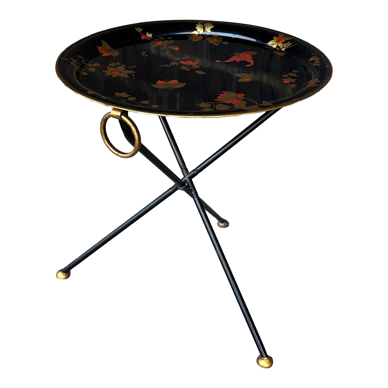 Italian Metal Tray Side Table in the Style of Christian Dior | Chairish