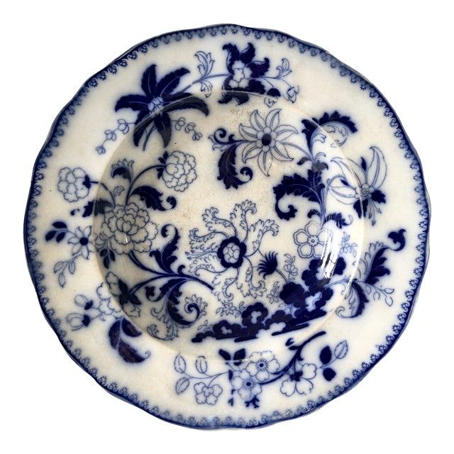 1820s-60s Flow Blue Ironstone Shallow Bowl - Antique Georgian/Victorian ...