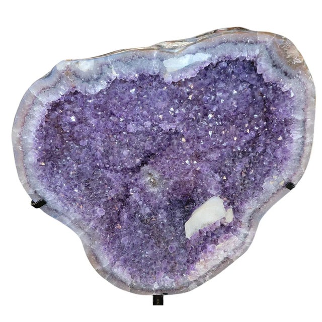 1960s Rotating Brazilian Agate Geode With Amethyst Crystals | Chairish