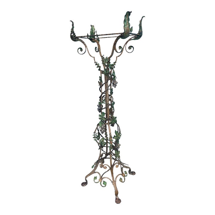 Antique Wrought Iron Grape & Vine Jardinière Stand, Edgar Brandt ...