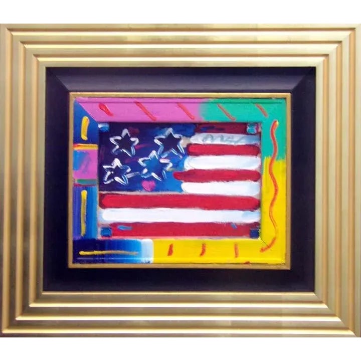 Peter Max American Flag Acrylic on Canvas Original Painting With Custom ...