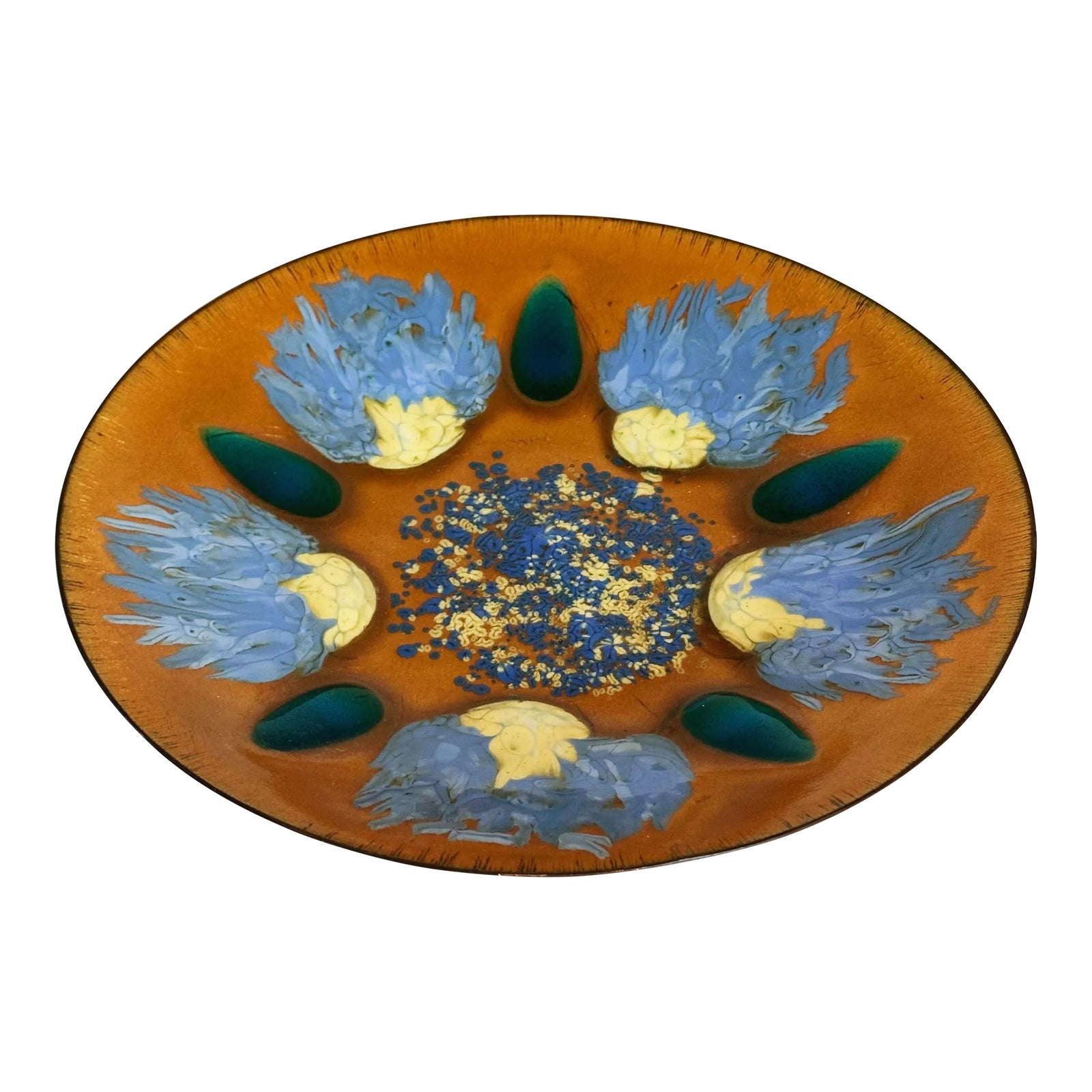 Mid Century Original Edwards Star Enamel Plate Dish in Blue, Turquoise ...