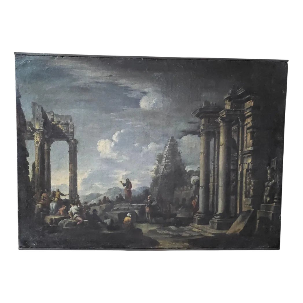 Italian Artist, Roman Ruins and Figures, 1750, Oil on Canvas | Chairish