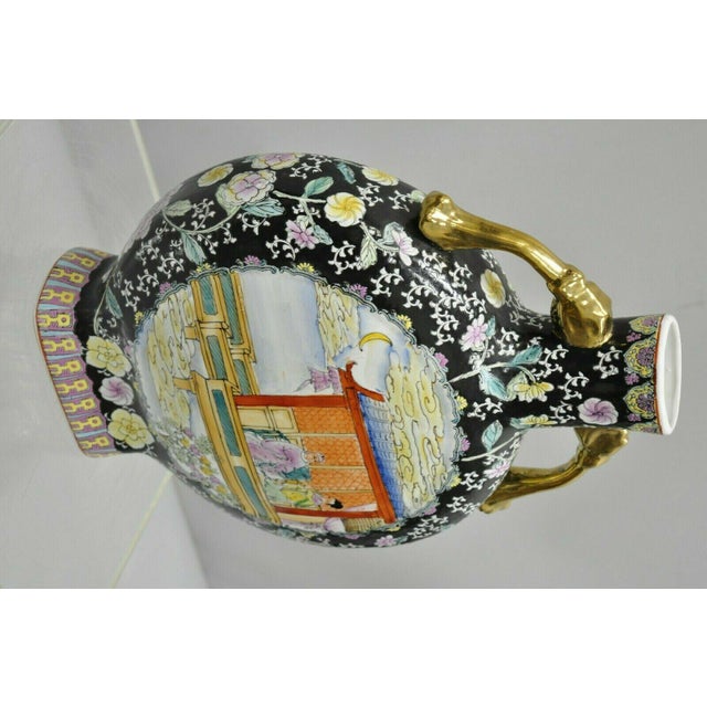 Vintage Chinese Porcelain Double Handle Moon Flask Vase | Chairish