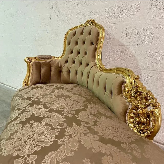 French Rococo Style Gold Chaise Lounge | Chairish
