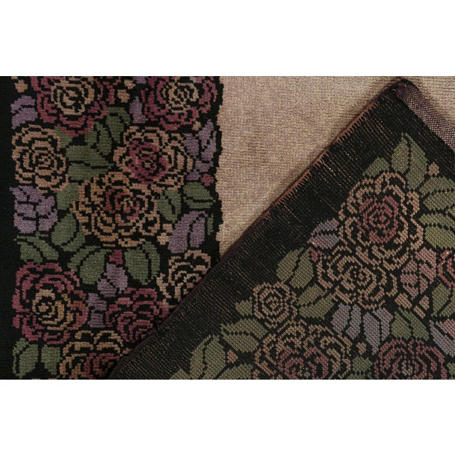 Antique Dutch Art Deco Rug in Beige Open Field With Floral Border by ...