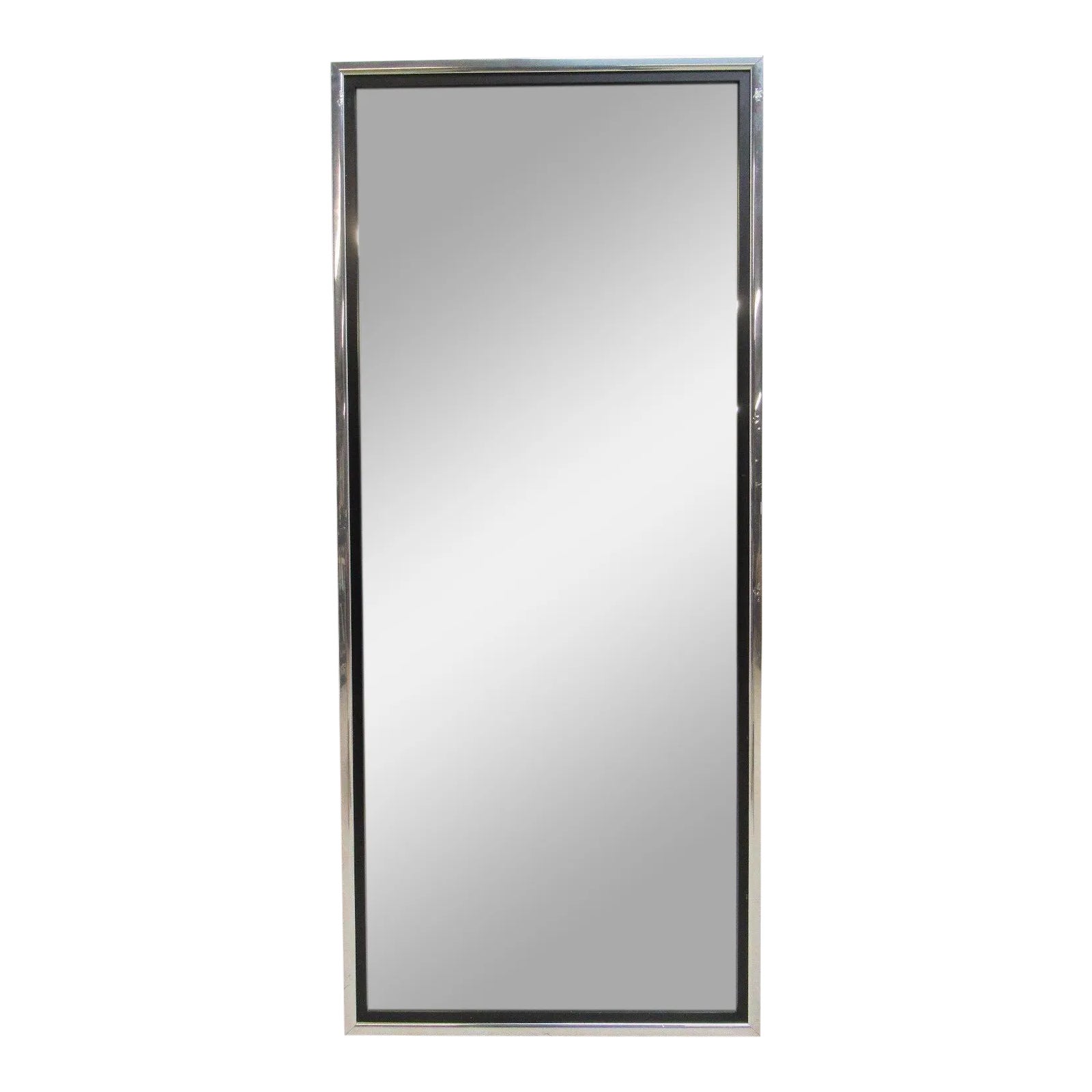 Mid-Century Chrome Hanging Wall Mirror | Chairish