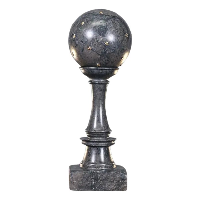 Empire Classic Grey and Black Marble Bilboquet with Gilded Bees | Chairish