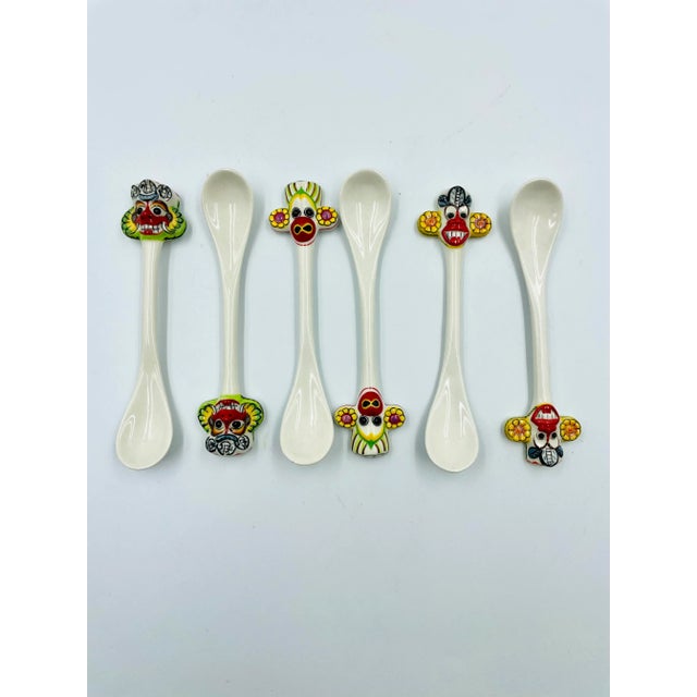 Vintage Hand-Painted Sri Lankan Mask Spoons- Set of 6 | Chairish
