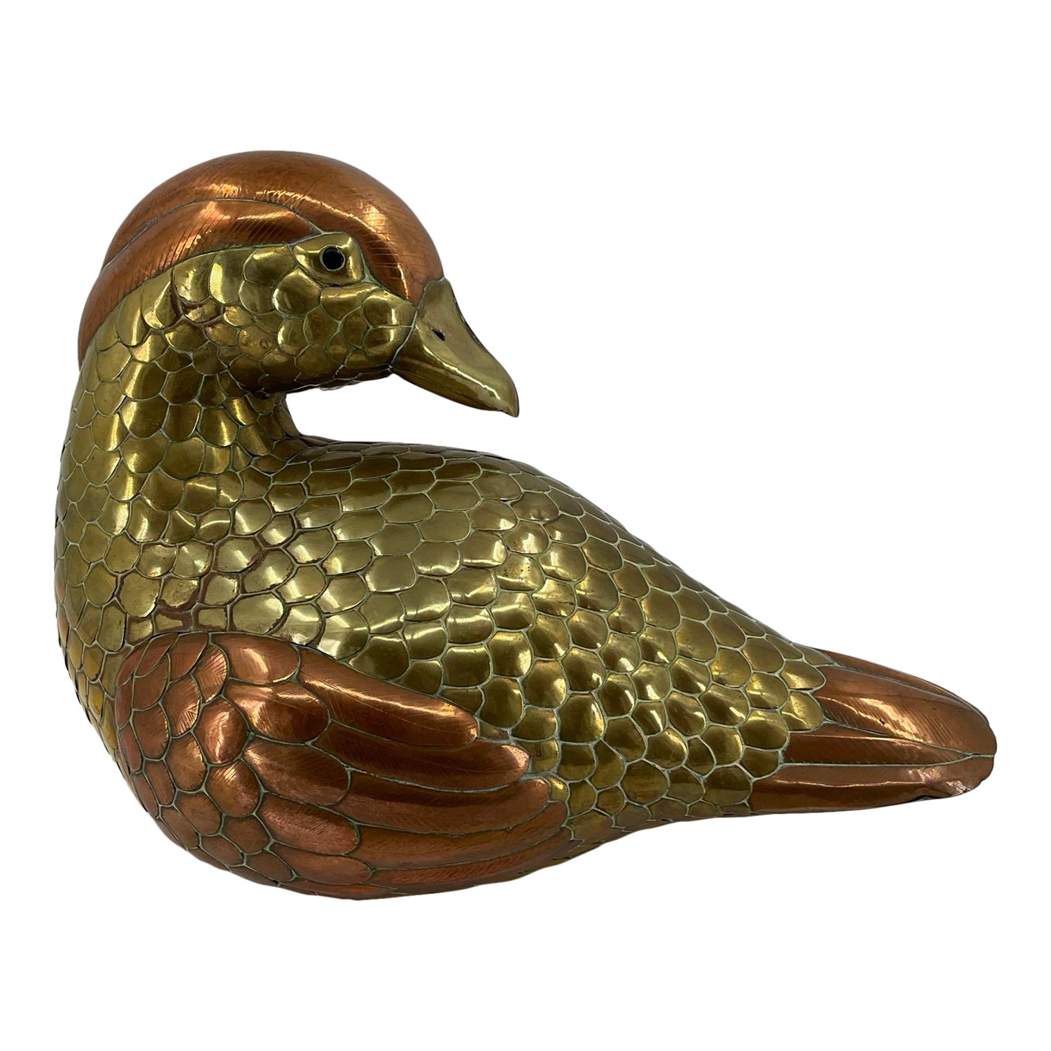 Late 20th Century Sergio Bustamante Style Brass Copper Duck Sculpture ...